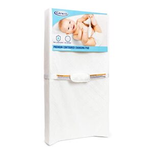 graco premium contoured changing pad – greenguard gold certified, water-resistant, ultra-soft buckle cover, contoured baby changing pad, fits most standard-size changing toppers, non-skid bottom