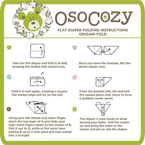 OsoCozy - Organic Flat Cloth Diapers (Dozen) - 27 x 30.5 - One-Layer Nappies Made of Soft, Durable 100% Birdseye Cotton - The Best Organic Diapers - Sold by The Dozen.