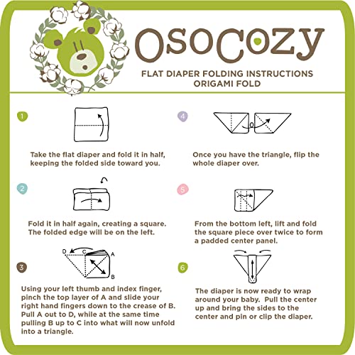 OsoCozy - Organic Flat Cloth Diapers (Dozen) - 27 x 30.5 - One-Layer Nappies Made of Soft, Durable 100% Birdseye Cotton - The Best Organic Diapers - Sold by The Dozen.