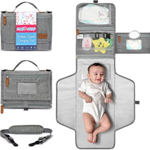 Portable Changing Pad with Shoulder Strap - Detachable Travel Changing Pad - Fully Padded, Lightweight & Waterproof - Diaper Changing Pad - Baby Shower Gifts - Changing Mat (27"x22")