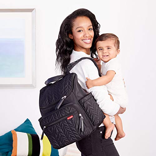 Skip Hop Diaper Bag Backpack: Forma, Multi-Function Baby Travel Bag with Changing Pad & Stroller Attachment, Jet Black