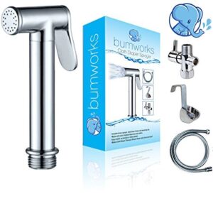 bumworks handheld bidet cloth diaper sprayer for toilet | bum gun butt washer, hand held bidet hose attachment water jet spray set | baday toilet kit (bedit toilet badae biday boday toilet seat)