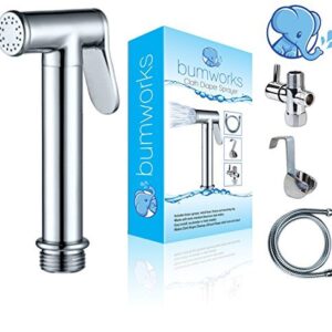 Bumworks Handheld Bidet Cloth Diaper Sprayer for Toilet | Bum Gun Butt Washer, Hand Held Bidet Hose Attachment Water Jet Spray Set | Baday Toilet Kit (Bedit Toilet Badae Biday Boday Toilet Seat)