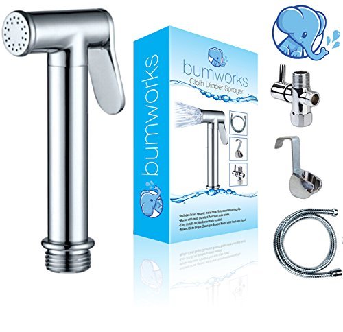 Bumworks Handheld Bidet Cloth Diaper Sprayer for Toilet | Bum Gun Butt Washer, Hand Held Bidet Hose Attachment Water Jet Spray Set | Baday Toilet Kit (Bedit Toilet Badae Biday Boday Toilet Seat)