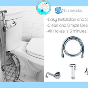 Bumworks Handheld Bidet Cloth Diaper Sprayer for Toilet | Bum Gun Butt Washer, Hand Held Bidet Hose Attachment Water Jet Spray Set | Baday Toilet Kit (Bedit Toilet Badae Biday Boday Toilet Seat)