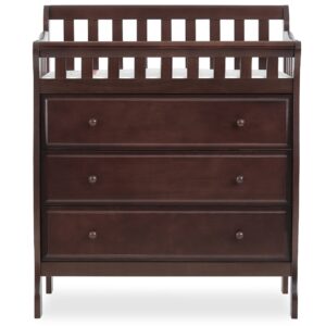 Dream On Me Marcus Changing Table And Dresser In Espresso, Features 3 Spacious Drawers, Non-Toxic Finishes, Comes With 1" Changing Pad, Made Of Solid Wood