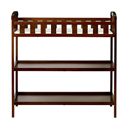 Dream On Me Emily Changing Table In Espresso, Comes With 1" Changing Pad, Features Two Shelves, Portable Changing Station, Made Of Sustainable New Zealand Pinewood