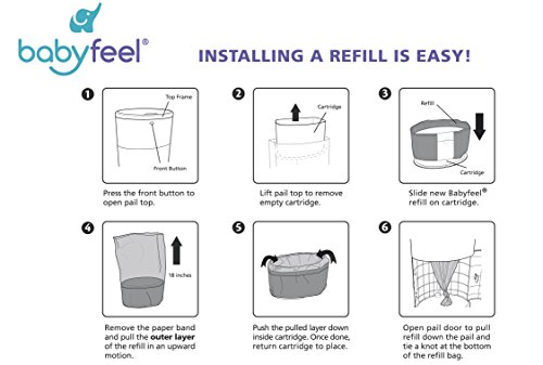 Babyfeel Refills Compatible with DEKOR PLUS Diaper Pails | 8 Pack | Exclusive 30% Extra Thickness | Diaper Pail Refills with Powerful Odor Elimination | Fresh Powder Scent | Holds up to 4640 Diapers