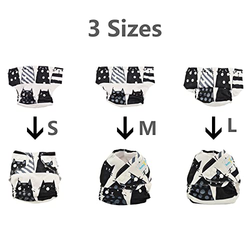 babygoal Reusable Cloth Diapers for Baby Boys, One Size Adjustable Washable Pocket Nappy Covers 6 Pack+6pcs Bamboo Inserts+Wet Bag 6FB36