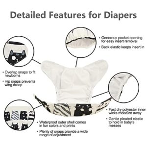 babygoal Reusable Cloth Diapers for Baby Boys, One Size Adjustable Washable Pocket Nappy Covers 6 Pack+6pcs Bamboo Inserts+Wet Bag 6FB36