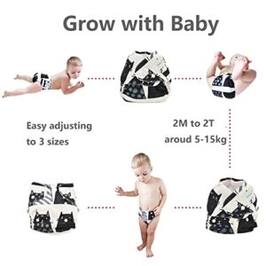 babygoal Reusable Cloth Diapers for Baby Boys, One Size Adjustable Washable Pocket Nappy Covers 6 Pack+6pcs Bamboo Inserts+Wet Bag 6FB36