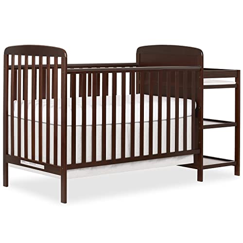 Dream On Me Anna 3-in-1 Full-Size Crib and Changing Table Combo in Espresso, Greenguard Gold Certified, Non-Toxic Finishes, Includes 1" Changing Pad, Wooden Nursery Furniture