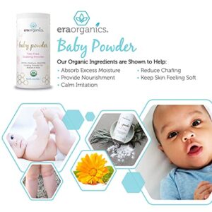 Era Organics Talc Free Baby Powder - USDA Organic Dusting Powder for Excess Moisture & Chafing That’s Actually Good for Your Skin- Non Toxic, Non-GMO, Cruelty Free Baby Skin Care