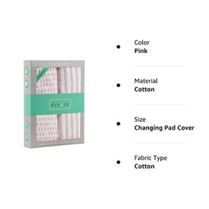 Ely's & Co. Patent Pending Waterproof Changing Pad Cover Set | Cradle Sheet Set by Ely's & Co no Need for Changing Pad Liner Mauve Pink Splash & Stripe 2 Pack for Baby Girl