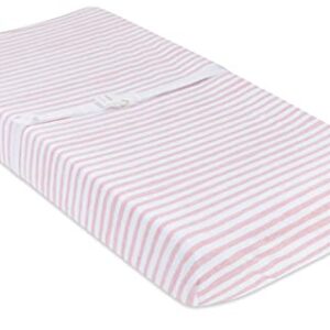 Ely's & Co. Patent Pending Waterproof Changing Pad Cover Set | Cradle Sheet Set by Ely's & Co no Need for Changing Pad Liner Mauve Pink Splash & Stripe 2 Pack for Baby Girl