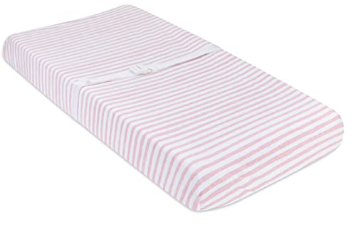 Ely's & Co. Patent Pending Waterproof Changing Pad Cover Set | Cradle Sheet Set by Ely's & Co no Need for Changing Pad Liner Mauve Pink Splash & Stripe 2 Pack for Baby Girl