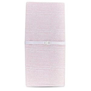 Ely's & Co. Patent Pending Waterproof Changing Pad Cover Set | Cradle Sheet Set by Ely's & Co no Need for Changing Pad Liner Mauve Pink Splash & Stripe 2 Pack for Baby Girl