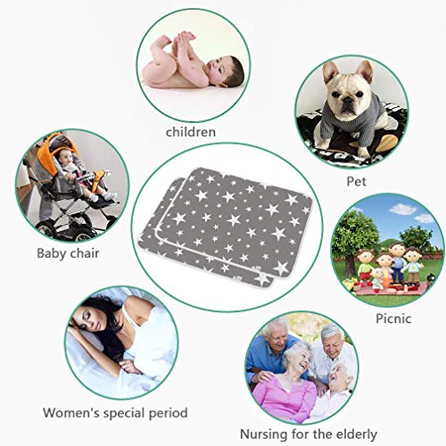 2 Pack Baby Diaper Changing Pad Maveek 19.6'' X 27.5'' Waterproof Changing Mat Portable Diaper Pad Travel Changing Mat Foldable Absorbent Mats for Home and Outdoor(2Grey)