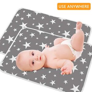 2 Pack Baby Diaper Changing Pad Maveek 19.6'' X 27.5'' Waterproof Changing Mat Portable Diaper Pad Travel Changing Mat Foldable Absorbent Mats for Home and Outdoor(2Grey)