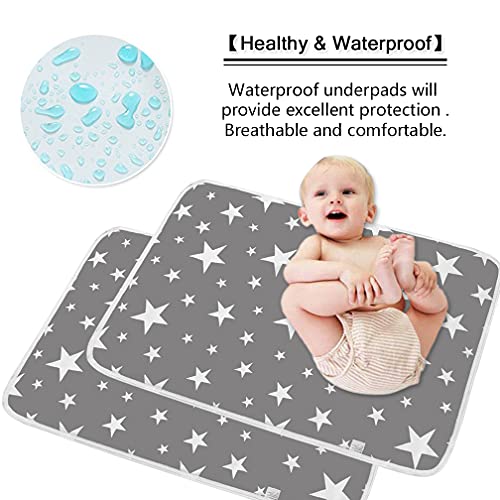 2 Pack Baby Diaper Changing Pad Maveek 19.6'' X 27.5'' Waterproof Changing Mat Portable Diaper Pad Travel Changing Mat Foldable Absorbent Mats for Home and Outdoor(2Grey)