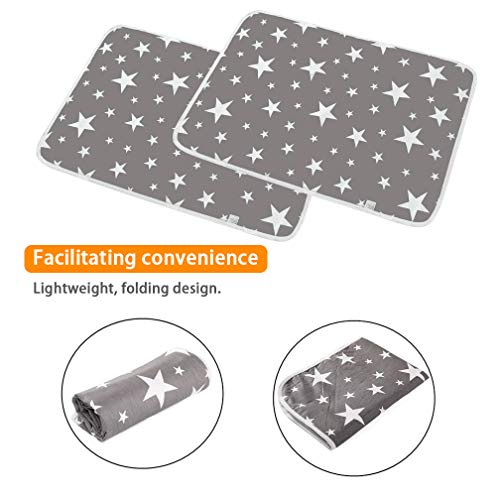 2 Pack Baby Diaper Changing Pad Maveek 19.6'' X 27.5'' Waterproof Changing Mat Portable Diaper Pad Travel Changing Mat Foldable Absorbent Mats for Home and Outdoor(2Grey)