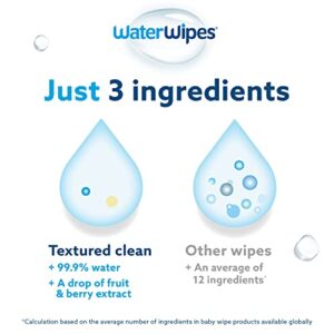 WaterWipes Plastic-Free Textured Clean, Toddler & Baby Wipes, 99.9% Water Based Wipes, Unscented & Hypoallergenic for Sensitive Skin, 240 Count (4 packs), Packaging May Vary