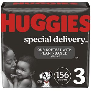 hypoallergenic baby diapers size 3 (16-28 lbs), huggies special delivery, fragrance free, safe for sensitive skin, 156 ct