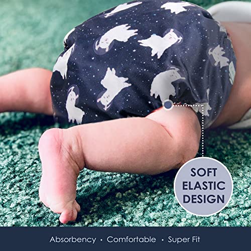 Langsprit 6 Pack Baby Cloth Diaper with Highly Absorbent Inserts, Baby Reusable Diapers, Cloth Diapers Newborn, Washable Cloth Diapers, Reusable Unisex Baby Diapers