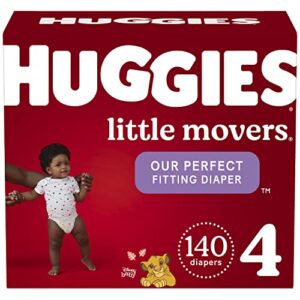 huggies little movers baby diapers size 4,70 count (pack of 2)