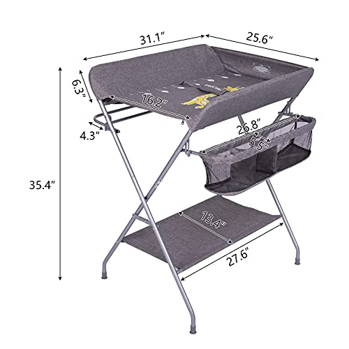 FIZZEEY Baby Diaper Changing Table - Foldable Portable Folding Changing Table Station w/Storage Organizer