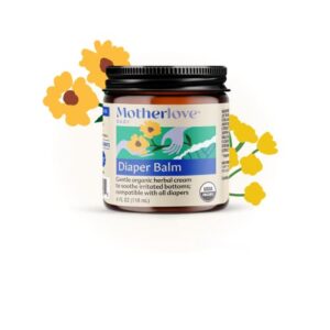 Motherlove Diaper Balm (4 oz) Organic Herbal Diaper Rash Cream—Cloth Diaper Safe, Zinc Oxide- & Petroleum-Free