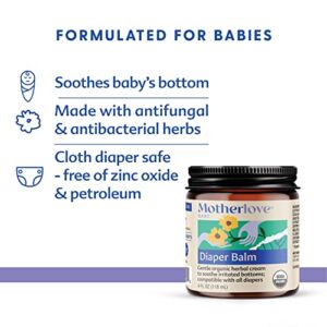 Motherlove Diaper Balm (4 oz) Organic Herbal Diaper Rash Cream—Cloth Diaper Safe, Zinc Oxide- & Petroleum-Free