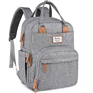 diaper bag backpack, ruvalino multifunction travel back pack maternity baby changing bags, large capacity, waterproof and stylish, gray