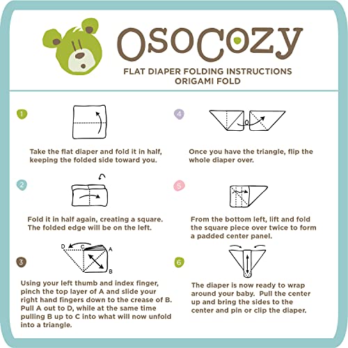 OsoCozy Bleached Birdseye Flat Cloth Diapers - 27.5 x 30.5 Inches, One-Layer Flat Cloth Baby Nappies Made of Soft, Durable 100% Birdseye Weave Cotton - White, 1 Dozen