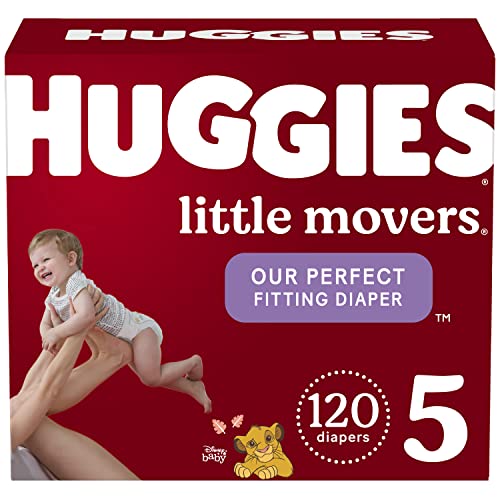 Huggies Little Movers Baby Diapers Size 5 (27+ lbs), 60 Count (Pack of 2)