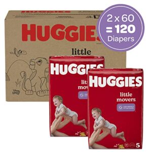 Huggies Little Movers Baby Diapers Size 5 (27+ lbs), 60 Count (Pack of 2)