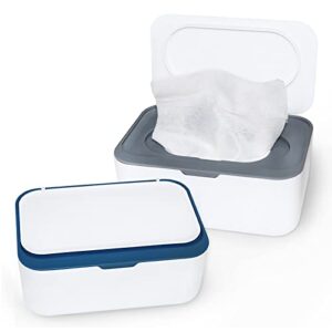 2 pack baby wipes dispenser, wipe holder with lids diaper wipes case for bathroom refillable wipe container with sealing design, flushable bathroom storage case box