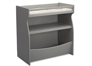 delta children 2-in-1 changing table and storage unit with changing pad, grey