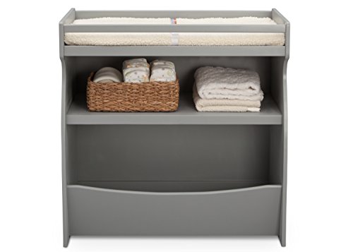 Delta Children 2-in-1 Changing Table and Storage Unit with Changing Pad, Grey