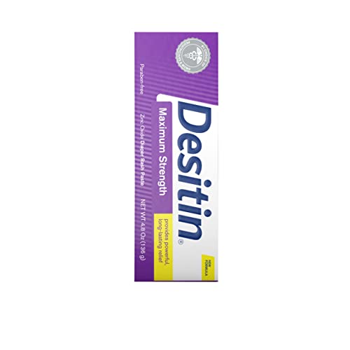 Desitin Maximum Strength Baby Diaper Rash Cream with 40% Zinc Oxide for Treatment, Relief & Prevention, Hypoallergenic, Phthalate- & Paraben-Free Paste, 4.8 oz