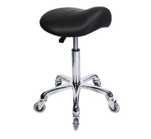 saddle stool rolling ergonomic swivel chair for dental office massage clinic spa salon,adjustable hydraulic stool with wheels (without backrest, black)