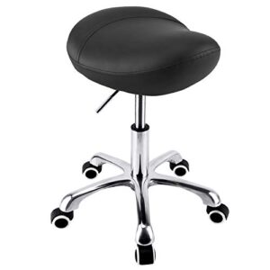 geboor hydraulic saddle stool with wheels rolling adjustable height for clinic dentist spa massage medical salons studio (black)