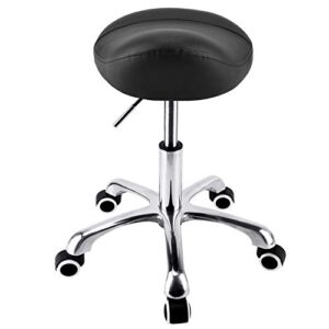 Geboor Hydraulic Saddle Stool with Wheels Rolling Adjustable Height for Clinic Dentist Spa Massage Medical Salons Studio (Black)