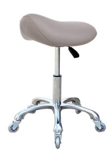 frniamc professional saddle stool with wheels ergonomic swivel rolling height adjustable for clinic dentist beauty salon tattoo home office (grey)