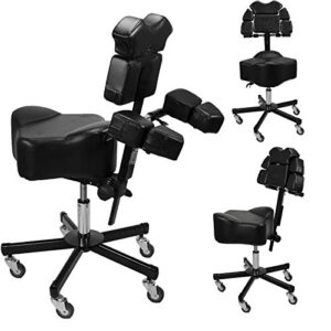 inkbed patented adjustable ergonomic chair stool chest back rest support tattoo studio equipment (black)