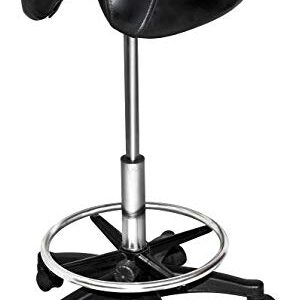 Chromium Professional Saddle Cutting Stool [7008] by PureSana, High Density Foam, Premium Vinyl Material, Adjustable Height and Rotates 360 Degrees, Salon Quality for Beauty Professionals (Black)