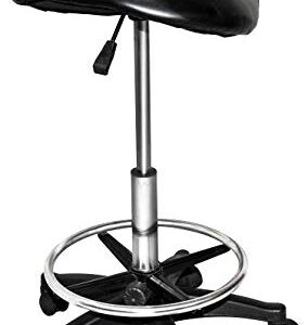 Chromium Professional Saddle Cutting Stool [7008] by PureSana, High Density Foam, Premium Vinyl Material, Adjustable Height and Rotates 360 Degrees, Salon Quality for Beauty Professionals (Black)