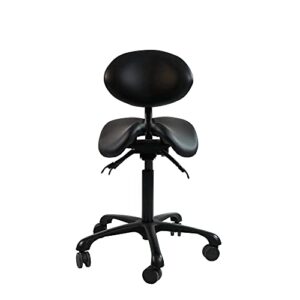 master massage berkeley ergonomic split seat style backrest saddle stool with two tilting option in black with black aluminum base,split style backrest