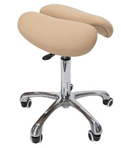 rolling saddle stool w. split seat (beige)