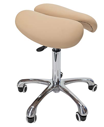 Rolling Saddle Stool w. Split Seat (Beige)